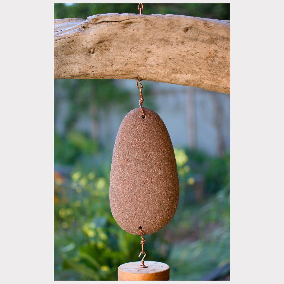 Rustic Driftwood Wind Chime - Beach Stone - Real Copper Chimes – Coast ...