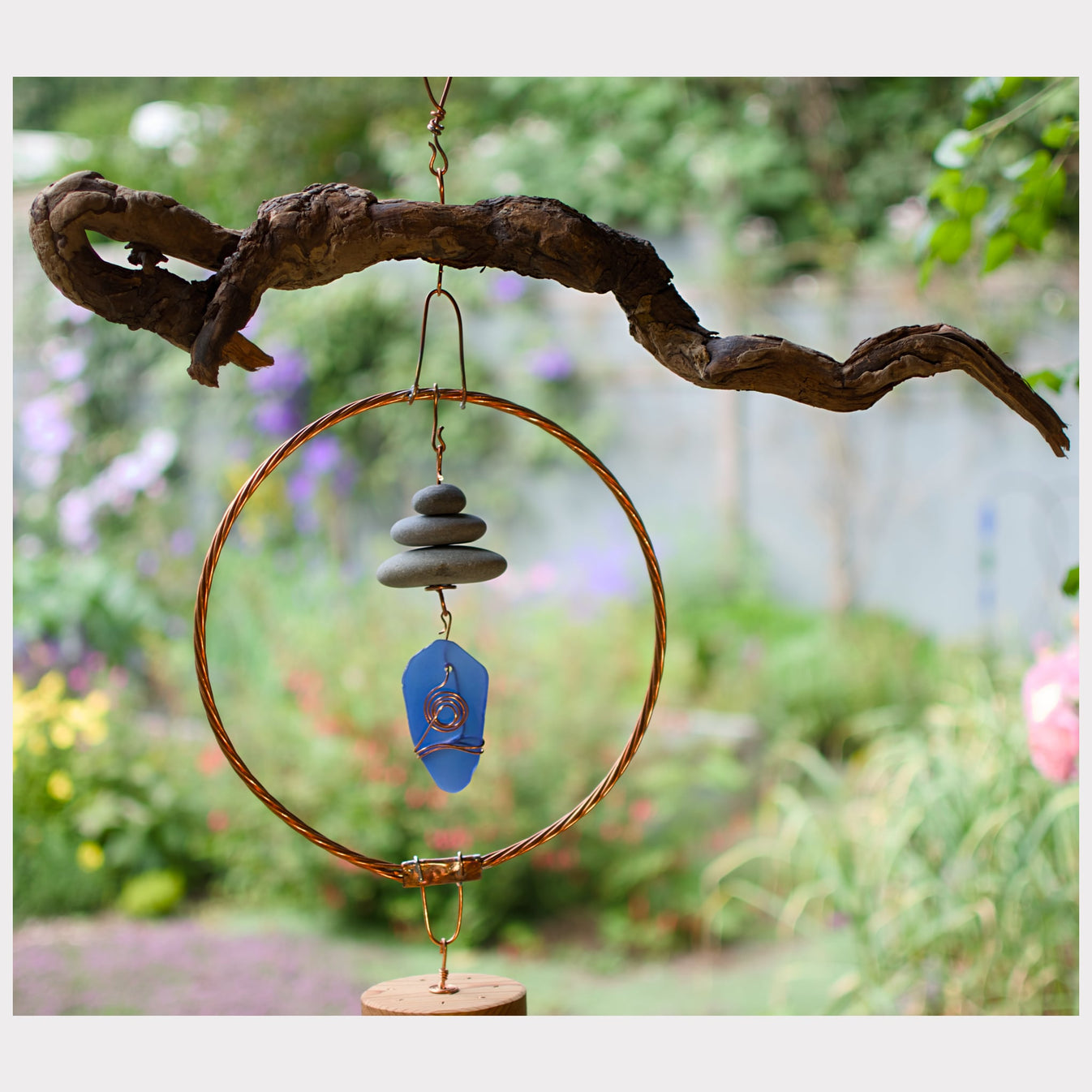 Coastal Wind Chime - Driftwood, Sea Glass, Beach Stones, Copper Chimes ...