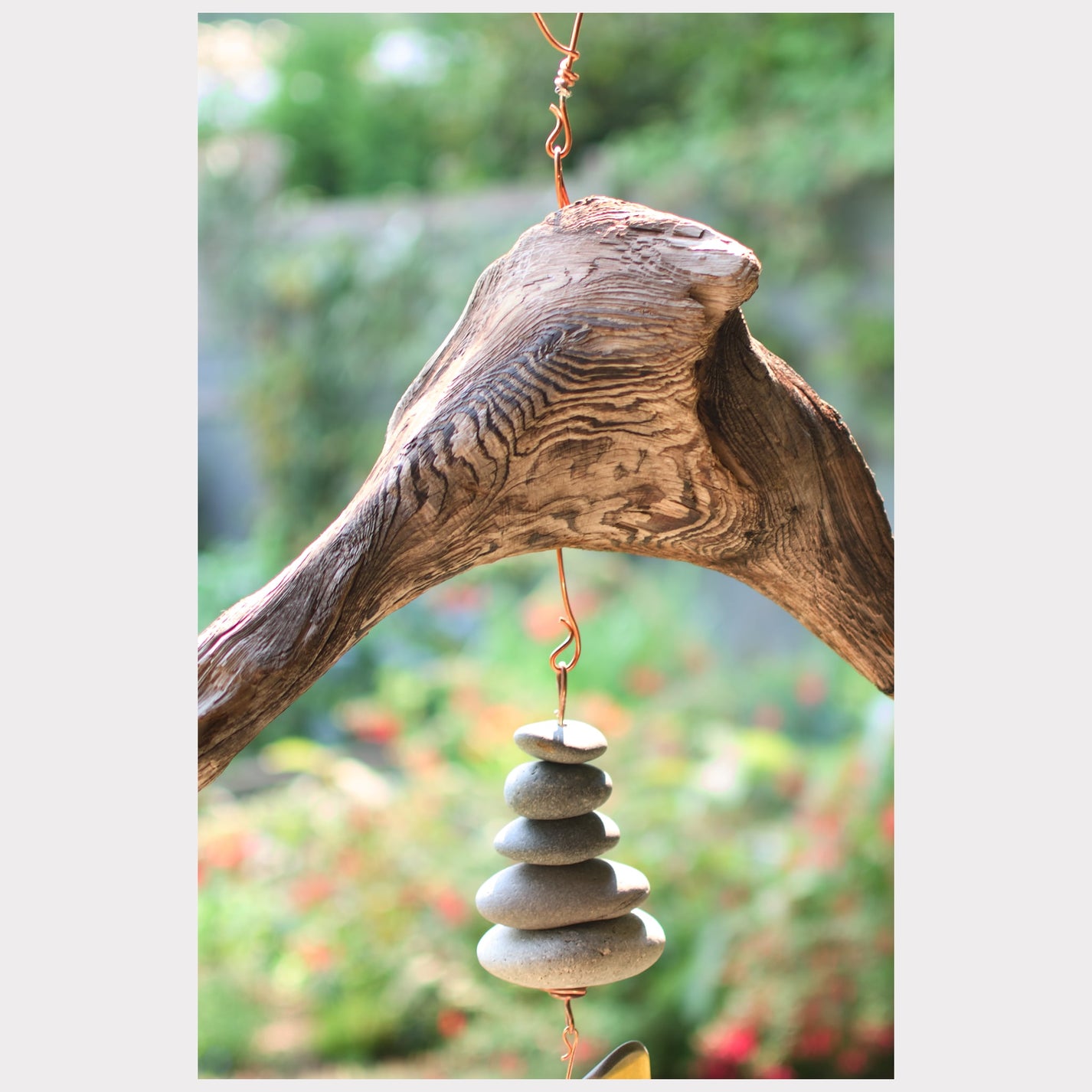 Coastal Wind Chime - Seaglass and Beach Stone Decor - Driftwood Art ...