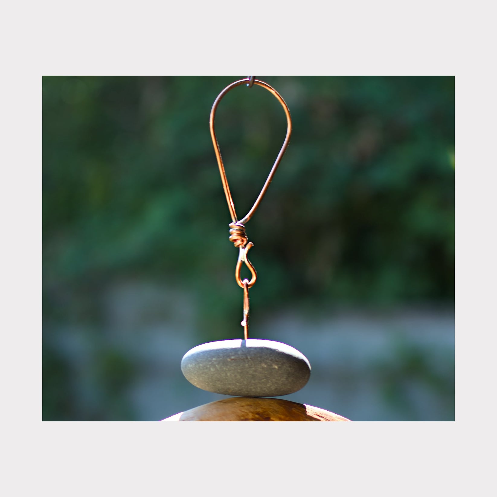 Rustic Driftwood Wind Chime - Coastal Beach Stones with Copper Chimes ...