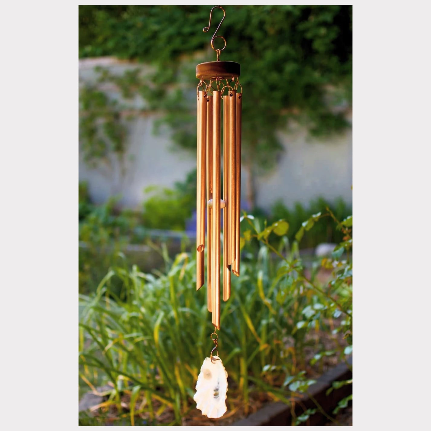 Outdoor Wind Chime - 7 Copper Chimes - Oyster Shell Windsail – Coast Chimes