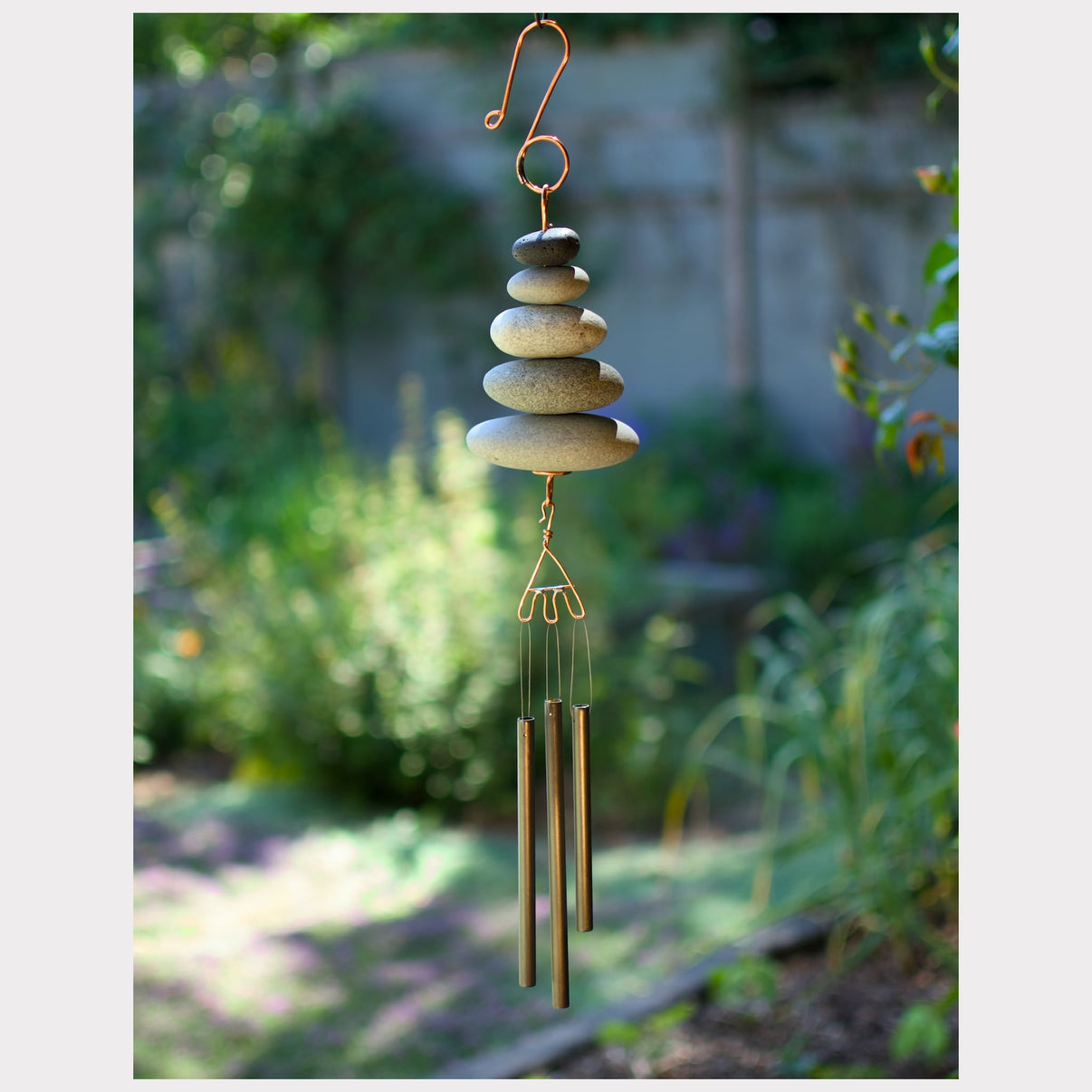 Zen Beach Stone Wind Chime - Calming, Soothing Sound - Brass Chimes ...