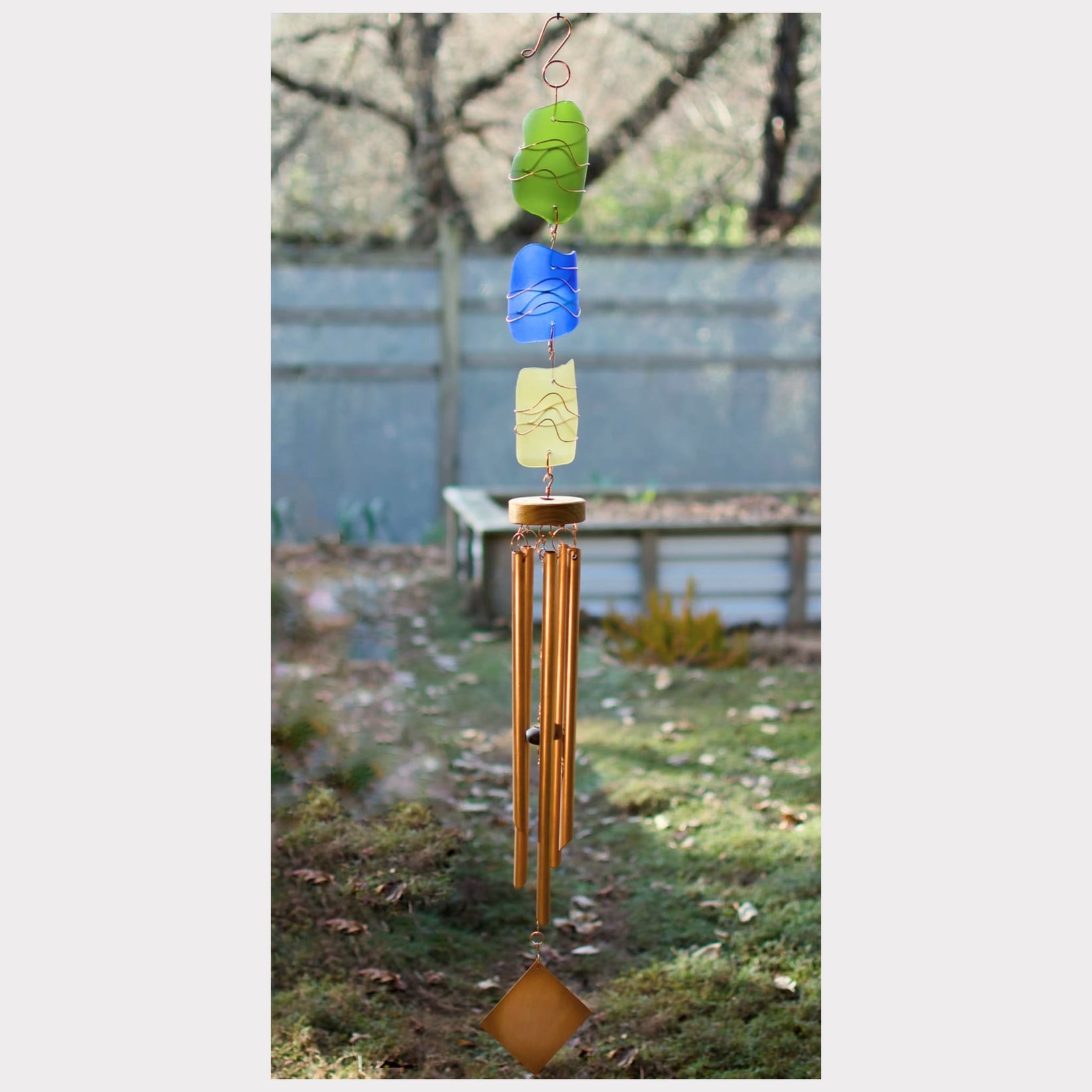 Coastal Sea Glass Wind Chime - Large Copper Chimes - Relaxing Decor ...