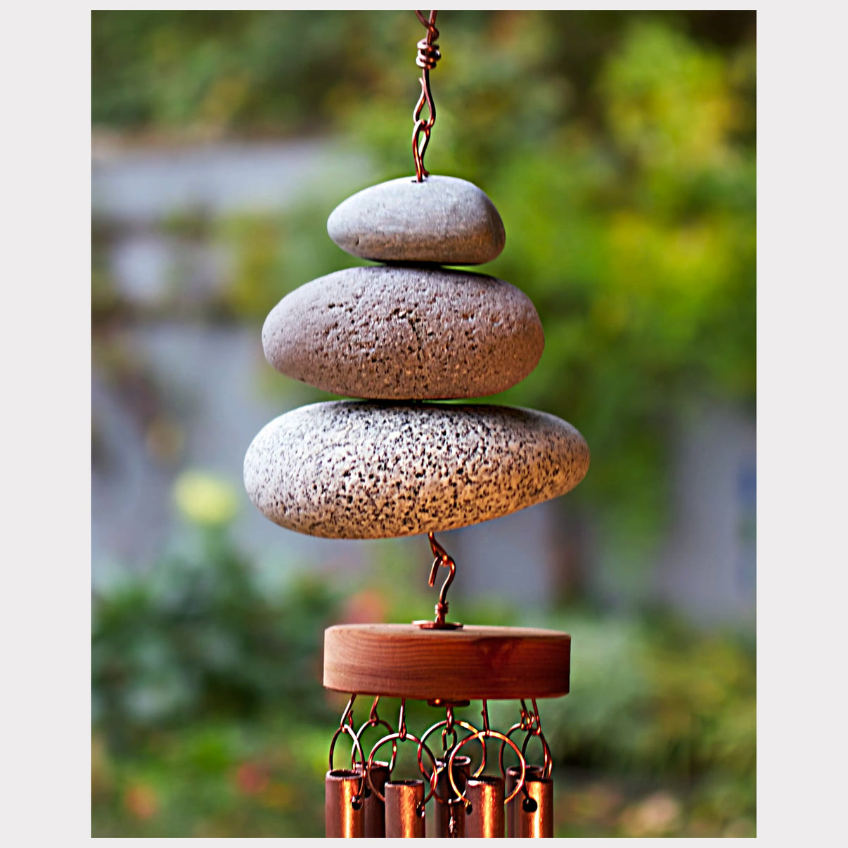 Beach Stone Wind Chime for Zen Garden - Real Copper Chimes - Outdoor ...