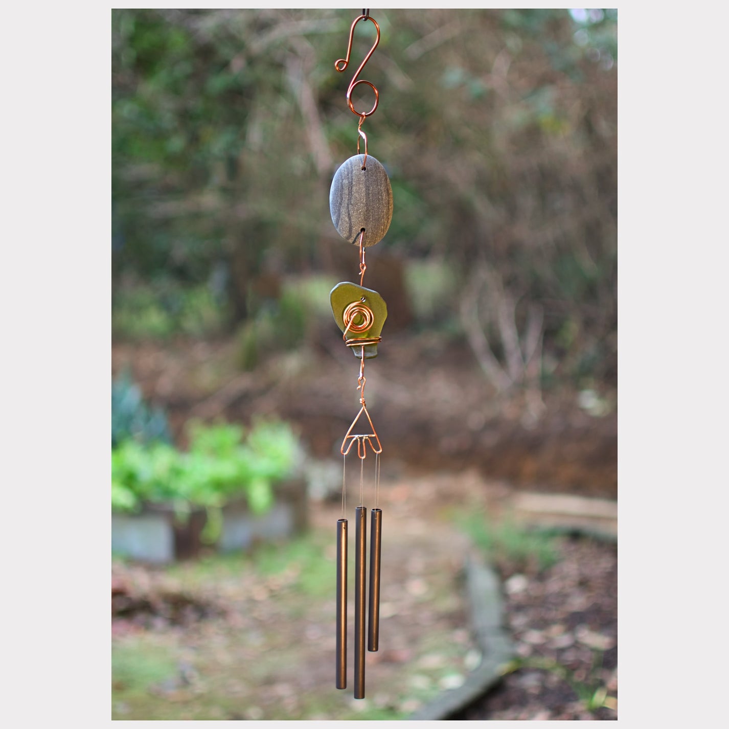 Beach Stone & Sea Glass Wind Chime - Relaxing Zen Garden Decor – Coast ...