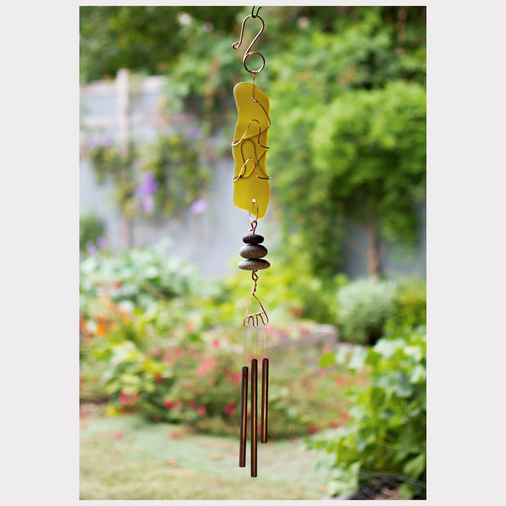 Outdoor Wind Chime - Sea Glass with Beach Stones - Soothing Sound ...
