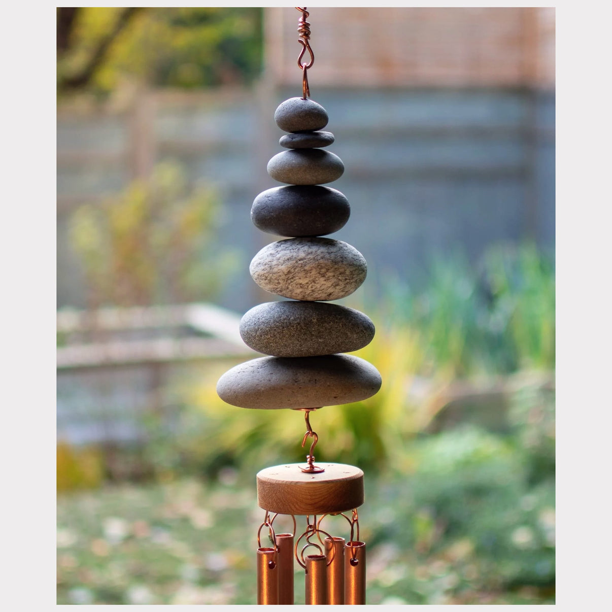 Wind Chime Natural Beach Stones Genuine Copper Chimes Outdoor - Zen ...