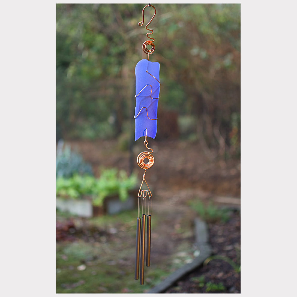 Sea Glass Wind Chime - Genuine Brass Chimes - Handcrafted All Season ...