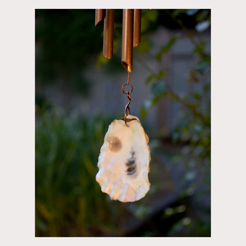 Outdoor Wind Chime - 7 Copper Chimes - Oyster Shell Windsail – Coast Chimes
