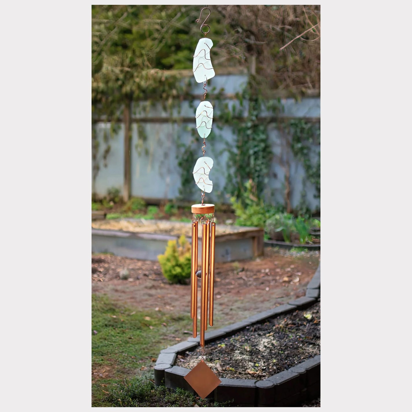 Large Wind Chime - Sea Glass - Copper Chimes - All Season Outdoor ...