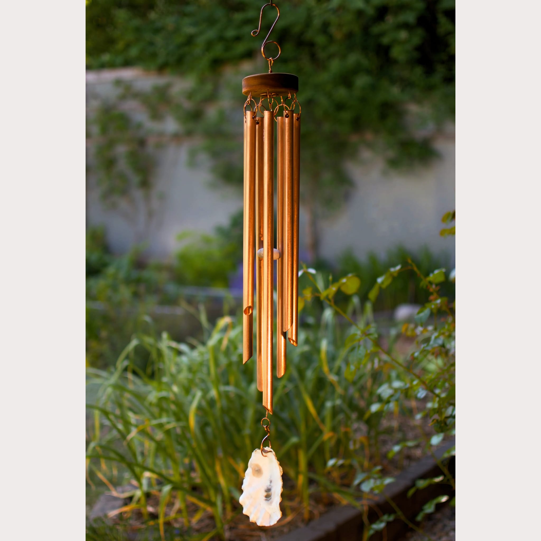 Outdoor Wind Chime - 7 Copper Chimes - Oyster Shell Windsail – Coast Chimes