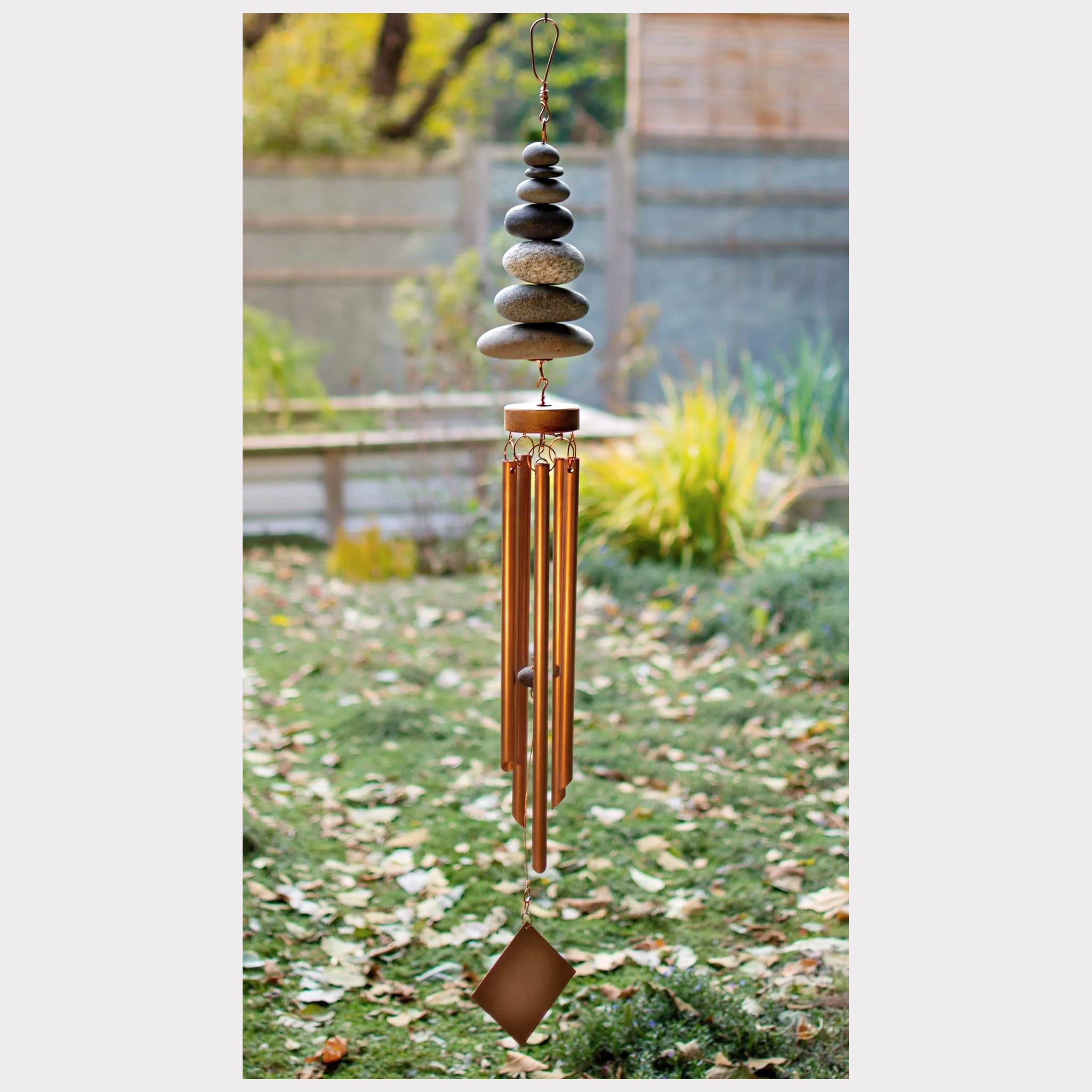 Wind Chime Natural Beach Stones Genuine Copper Chimes Outdoor - Zen ...